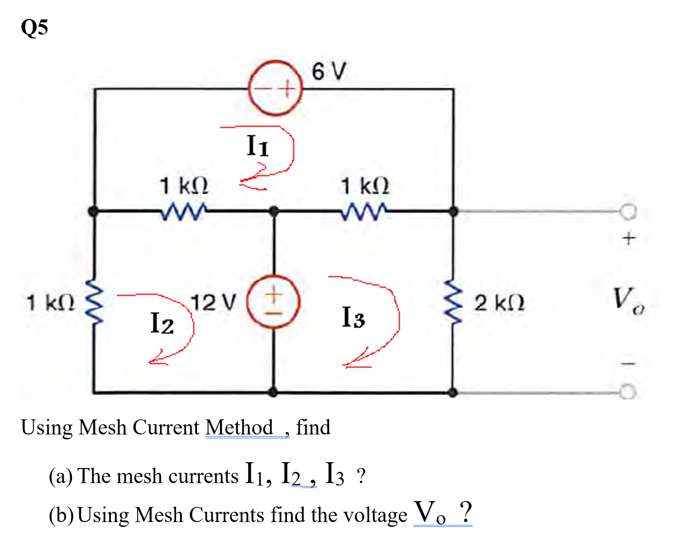 Solved Using Mesh Current Method Find A The Mesh Currents 9446