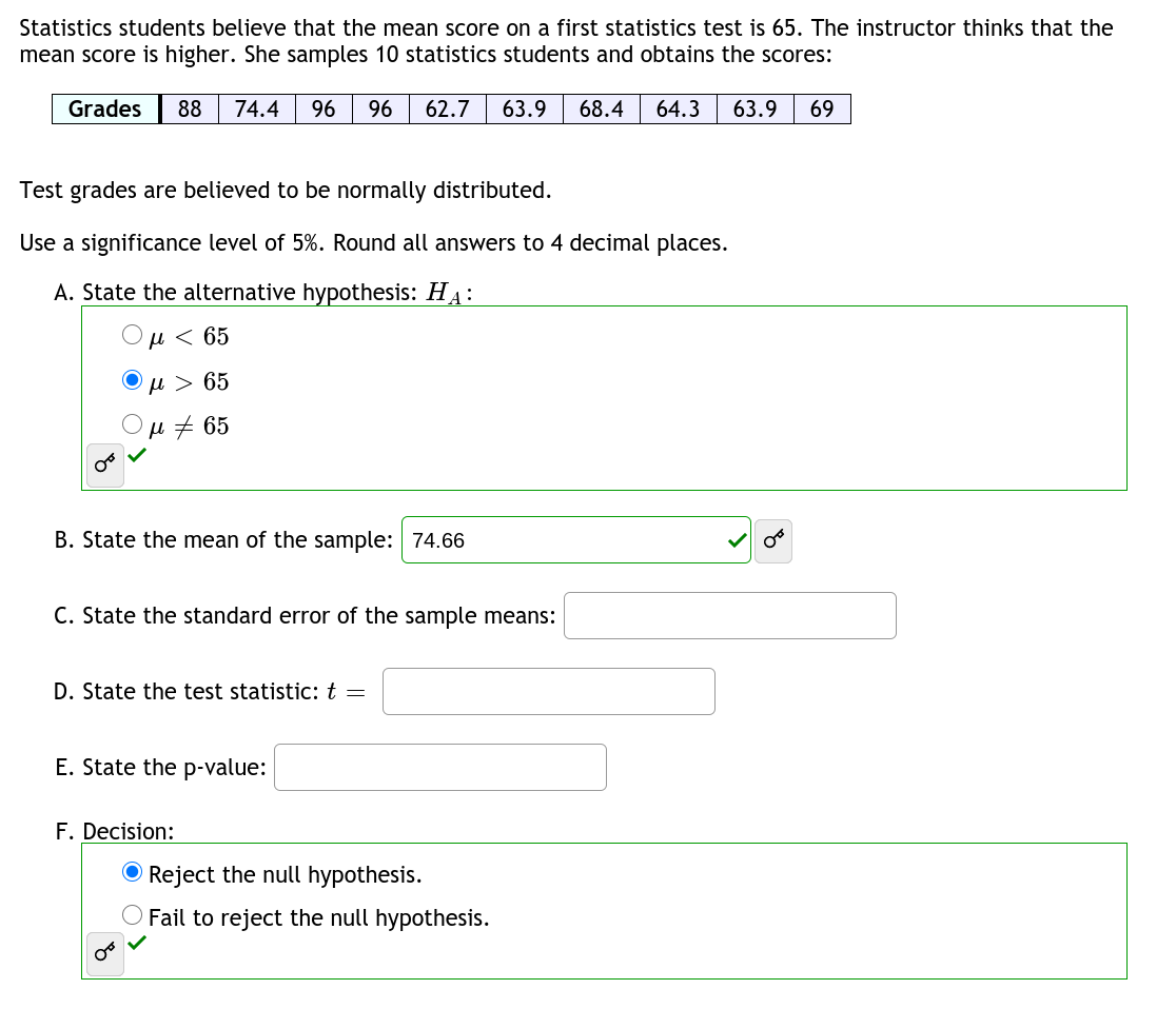 Solved Statistics students believe that the mean score on a | Chegg.com