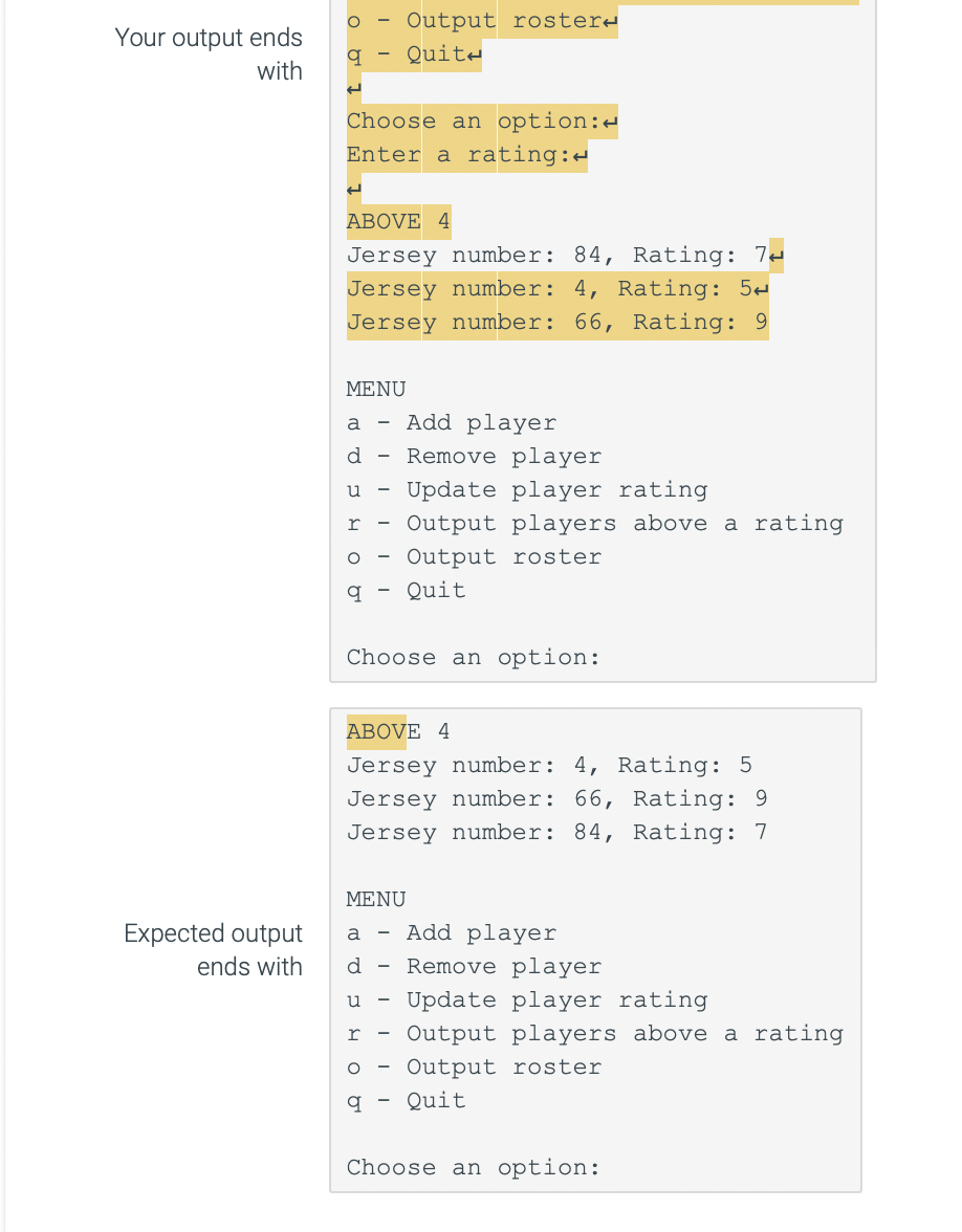 Solved 8.19 LAB*: Program: Soccer team roster | Chegg.com