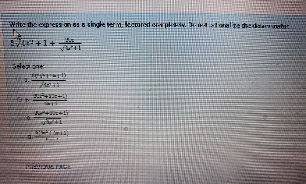 Solved Write the expression as a single term, factored | Chegg.com