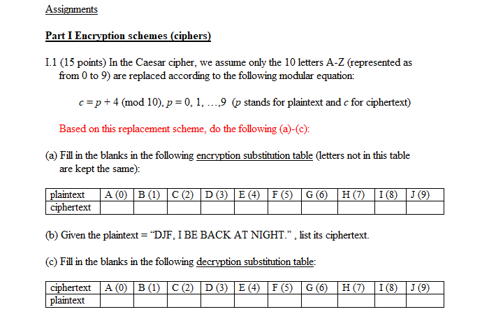 Solved I. 1 (15 points) In the Caesar cipher, we assume only | Chegg.com