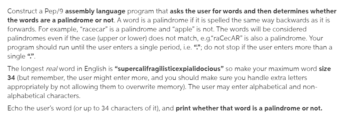 Solved Construct a Pep/9 assembly language program that asks | Chegg.com