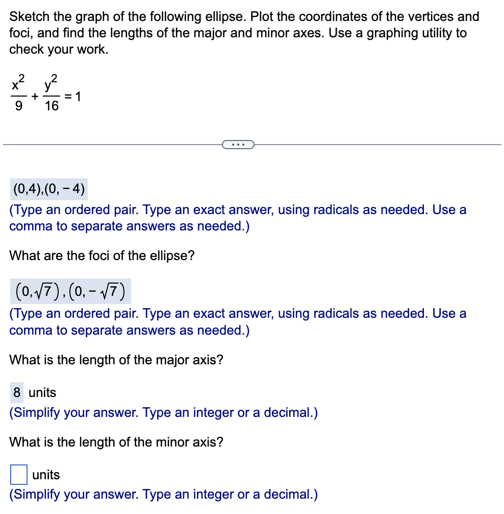 Solved Sketch the graph of the following ellipse. Plot the | Chegg.com