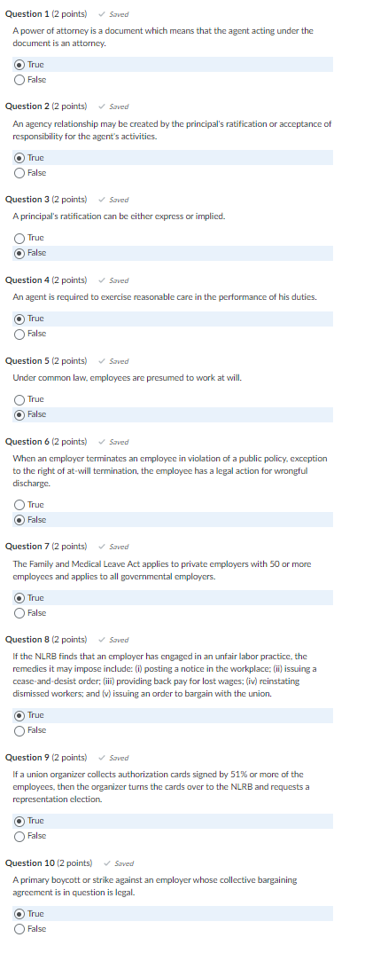 Solved Question 1 (2 points) Saved A power of attorney is a | Chegg.com