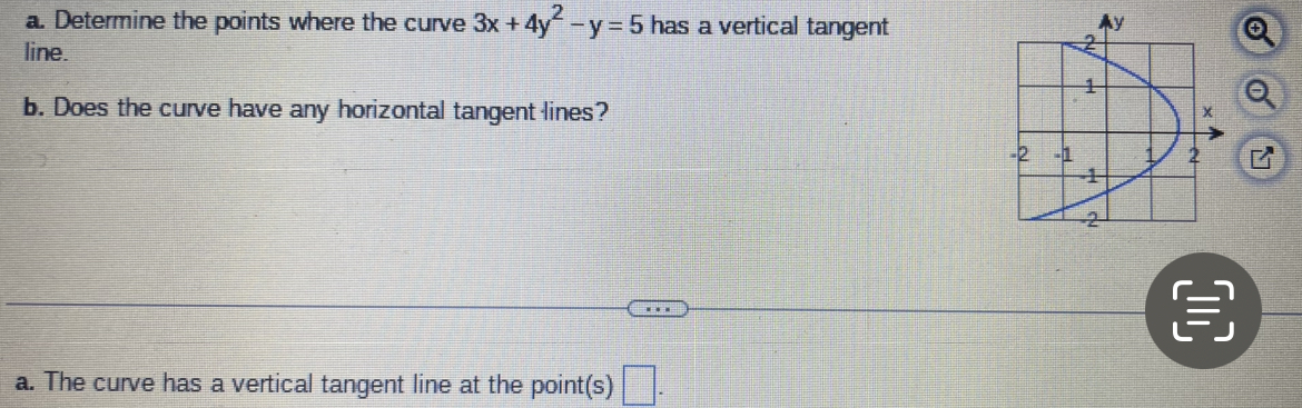 Solved a. Determine the points where the curve 3x+4y2−y=5 | Chegg.com