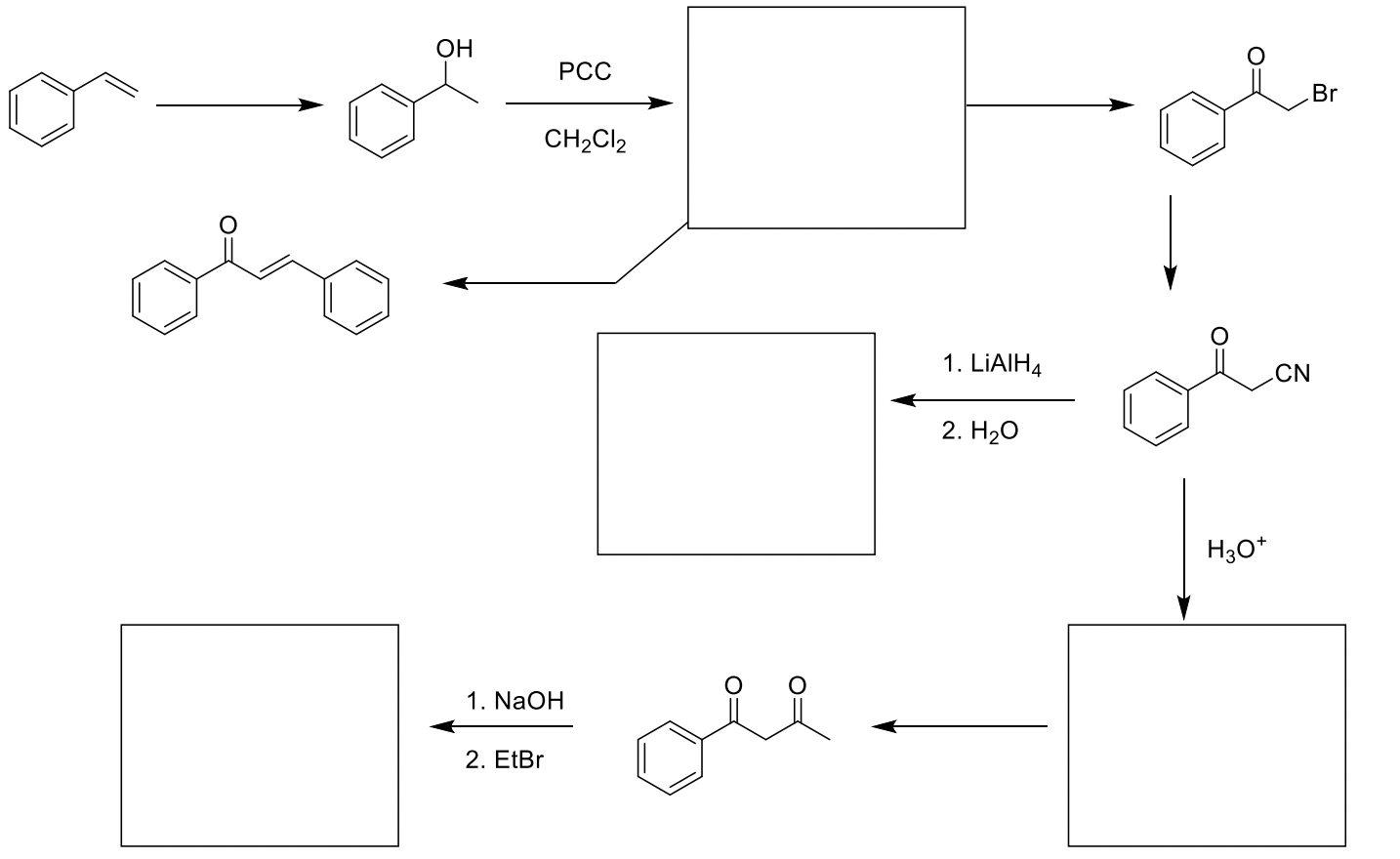 CH2Cl2 PCC + 2. EtBr 1. NaOH | Chegg.com