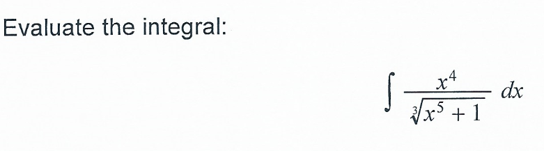 Solved Evaluate the integral: x4 x' +1 dx | Chegg.com