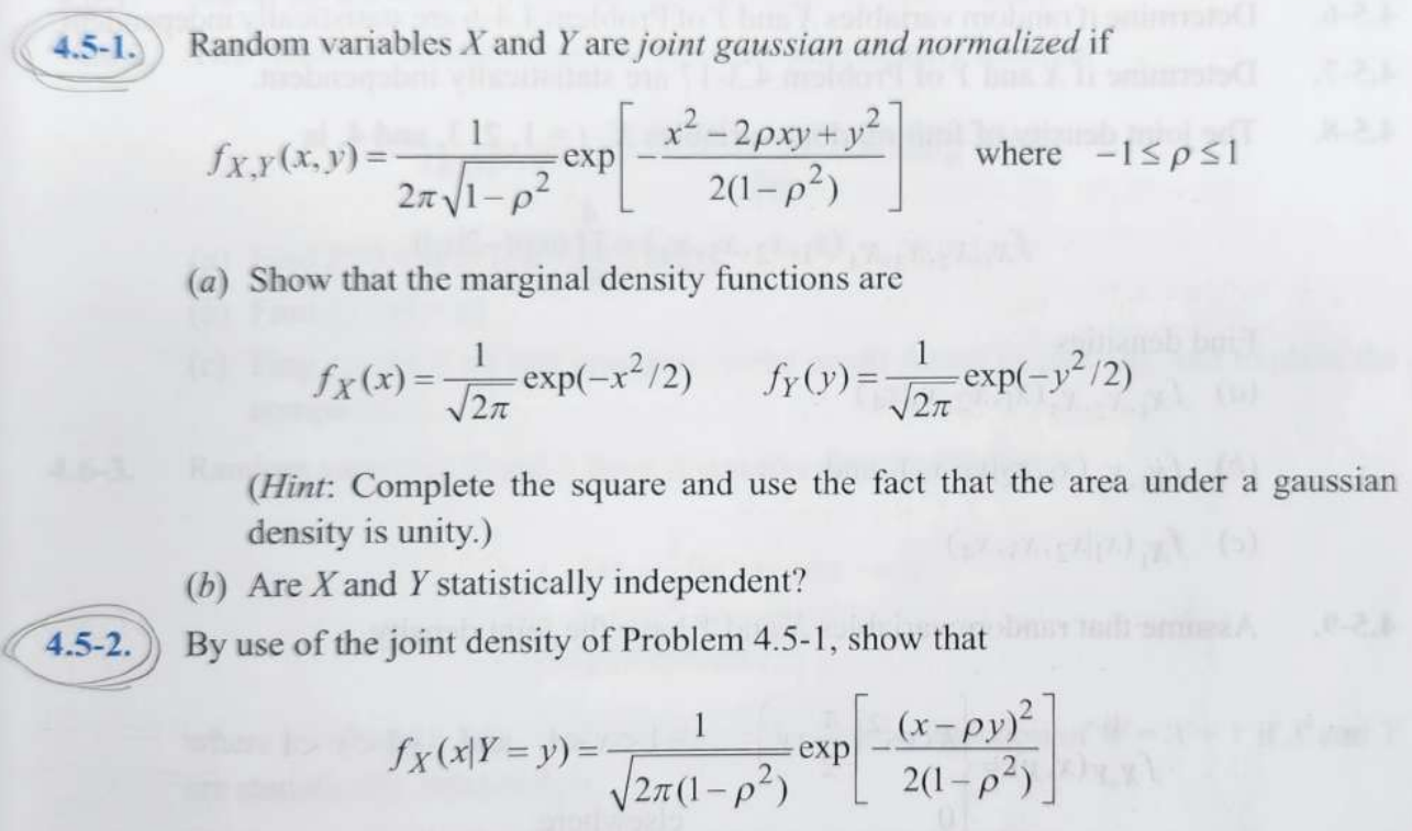 Solved 4.5-1. ﻿Random variables x ﻿and Y ﻿are joint gaussian | Chegg.com