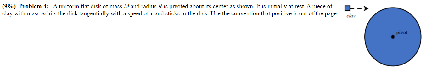 Solved (9\%) Problem 4: A uniform flat disk of mass M and | Chegg.com