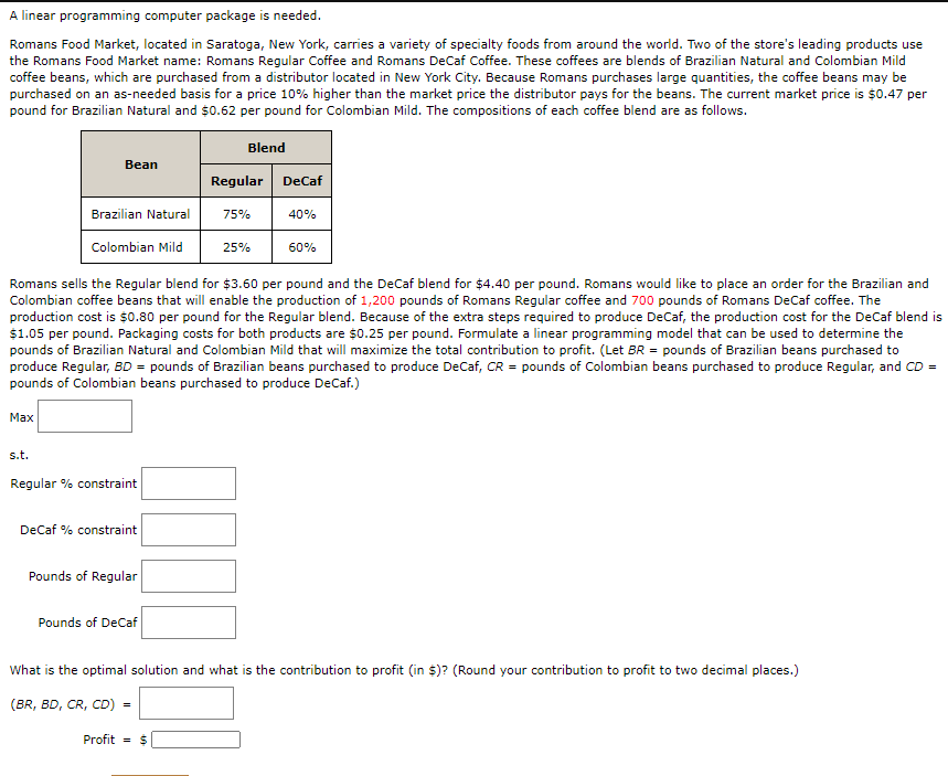 Solved A linear programming computer package is needed. | Chegg.com