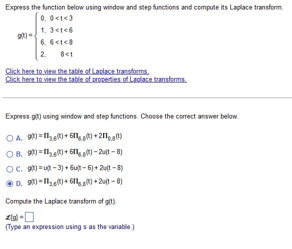 Solved Express the function below using window and step | Chegg.com
