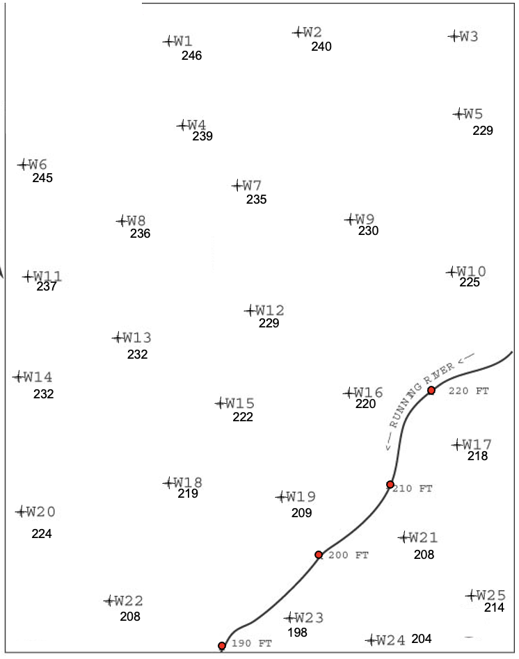 Please draw contours on the water table map shown | Chegg.com