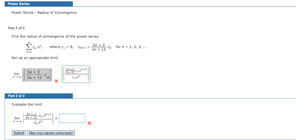 Solved Power Series Power Series - Radius of Convergence | Chegg.com