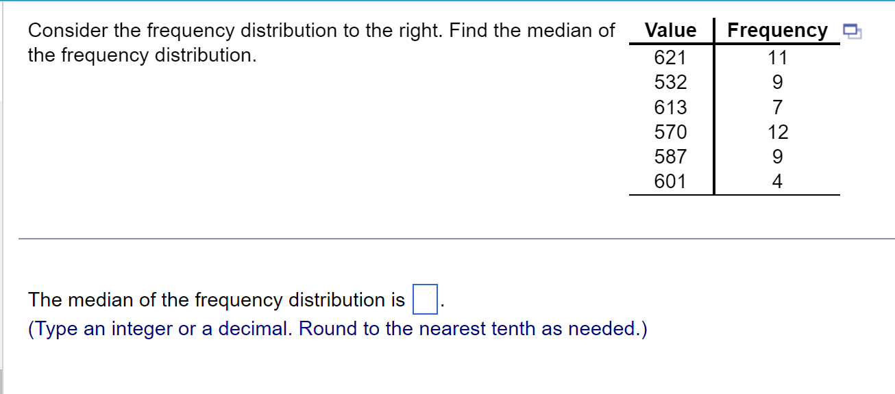 Solved Consider the frequency distribution to the right. | Chegg.com