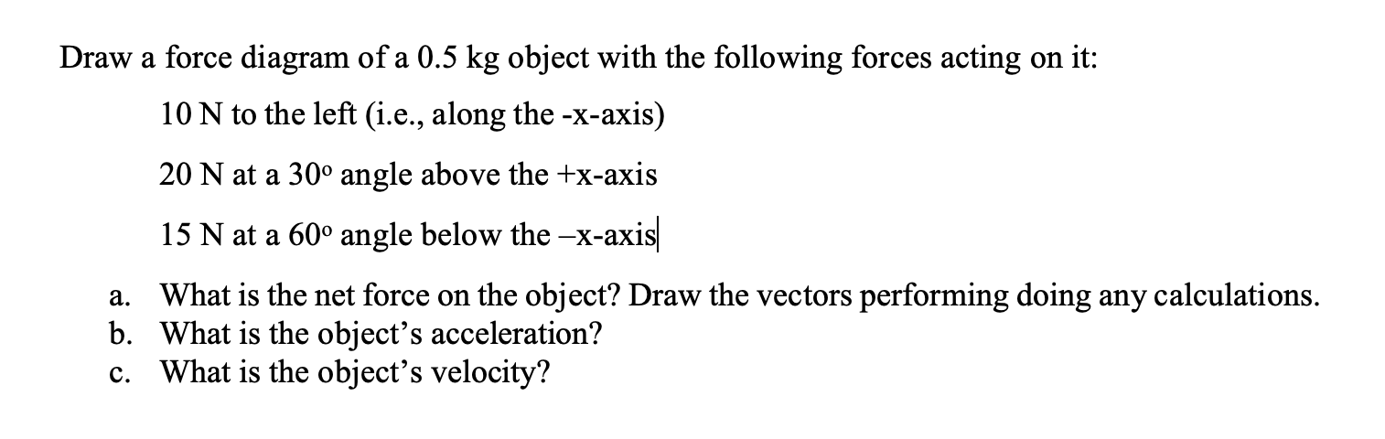 Solved Draw a force diagram of a 0.5 kg object with the | Chegg.com