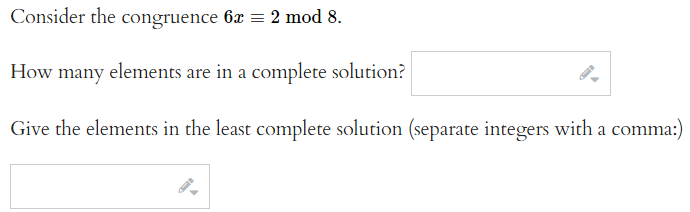 Solved Consider the congruence 6x≡2mod8. How many elements | Chegg.com