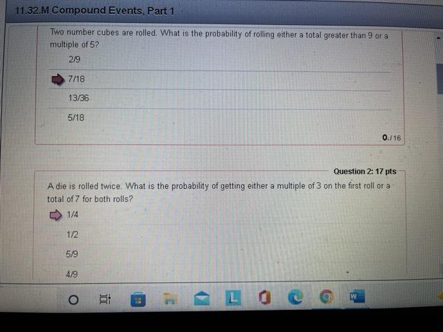 Solved 1. Two number cubes are rolled. What is the | Chegg.com