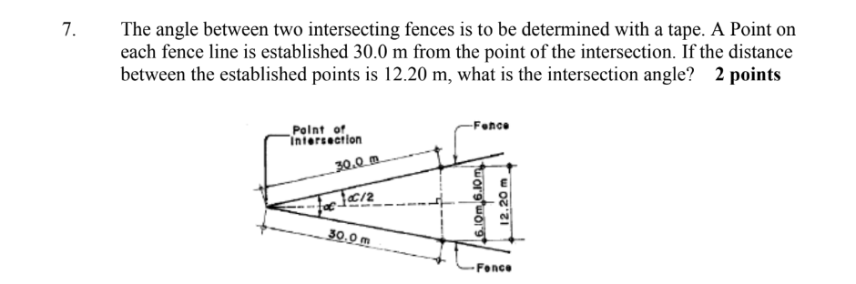 Solved 7.The angle between two intersecting fences is to be | Chegg.com