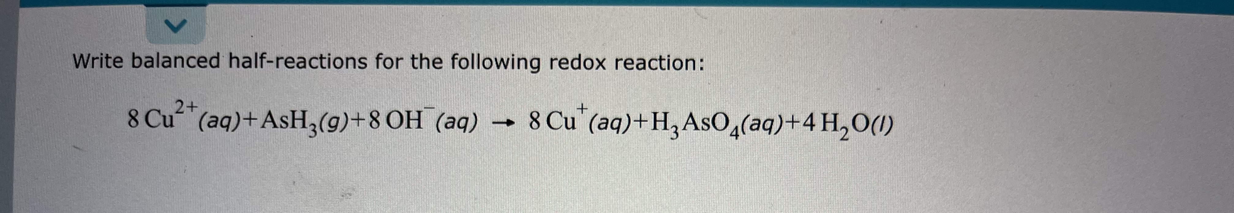 Solved Write balanced half-reactions for the following redox | Chegg.com