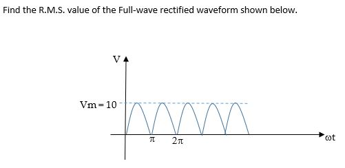 Solved Find the R.M.S. value of the Full-wave rectified | Chegg.com