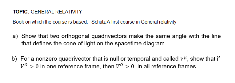 Solved Please I need an expert in general relativity, solve | Chegg.com