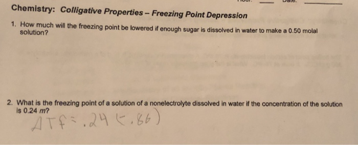 Solved Chemistry: Colligative Properties- Freezing Point | Chegg.com