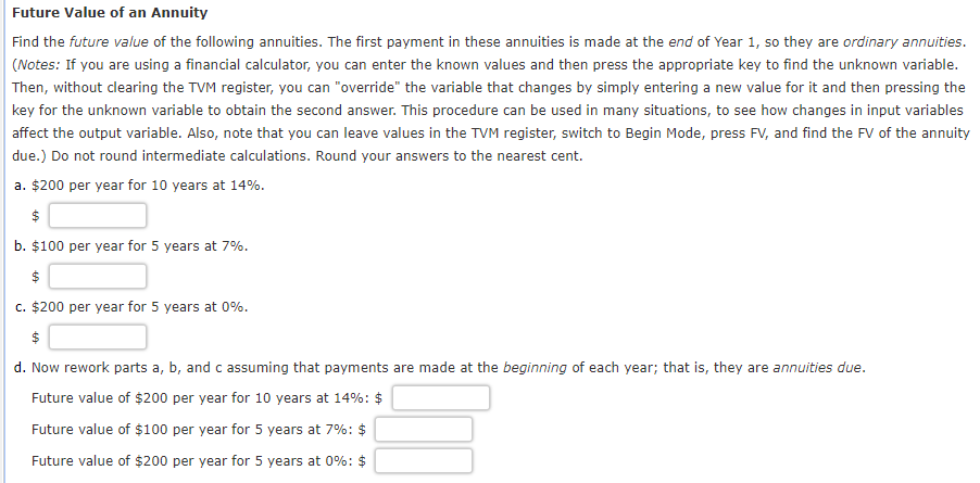Solved Future Value of an Annuity Find the future value of | Chegg.com