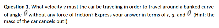 Solved The figure below shows a car going around a banked | Chegg.com