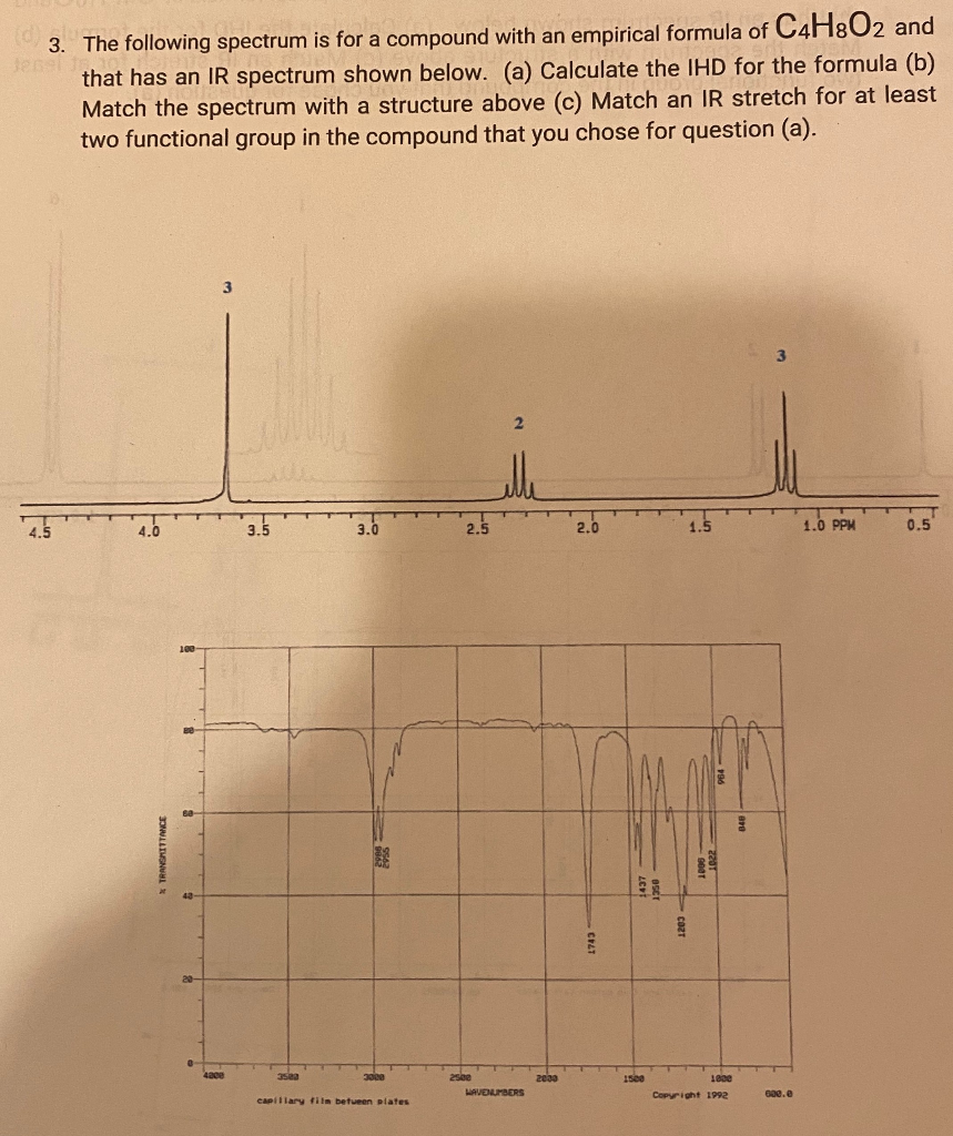 Solved The following spectrum is for a compound with an | Chegg.com