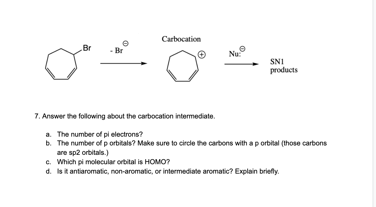 Solved Carbocation Br - Br Nu: SN1 products 7. Answer the | Chegg.com