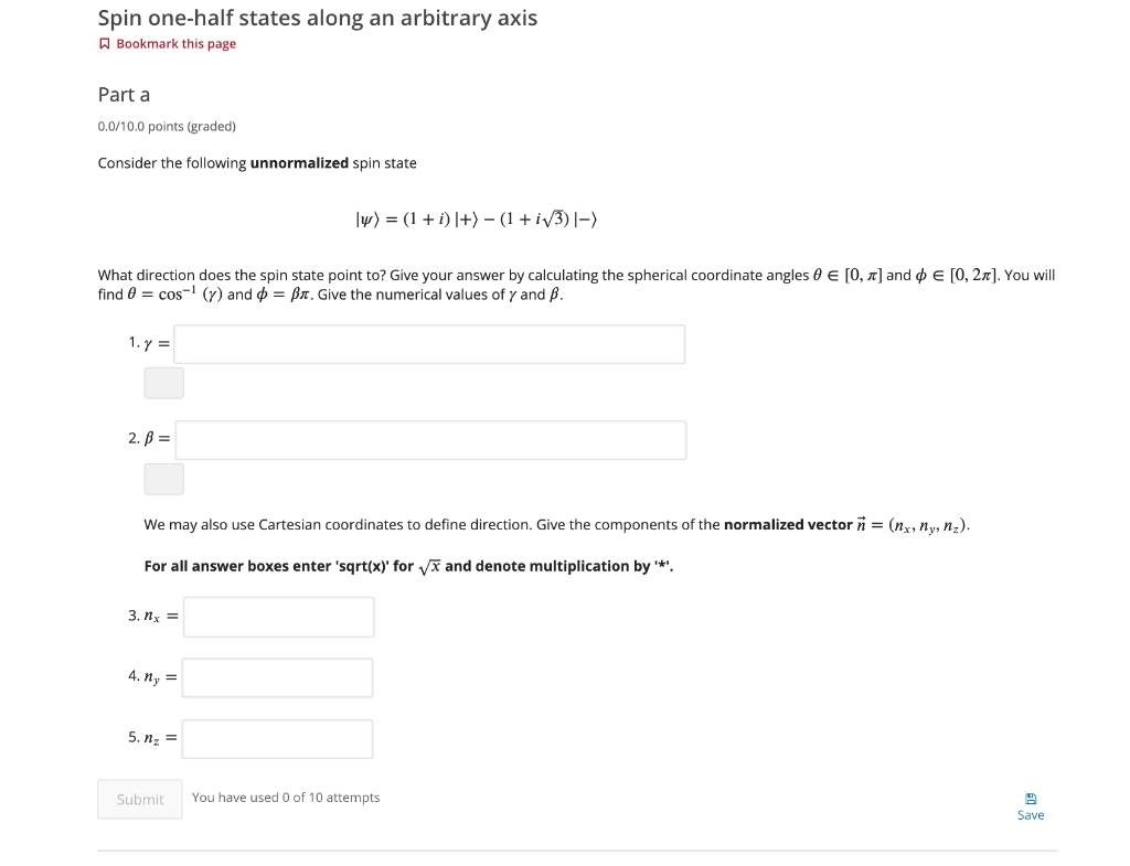 Solved Spin one-half states along an arbitrary axis A | Chegg.com