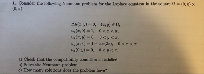 Solved 1. Consider the following Neumann problem for the | Chegg.com