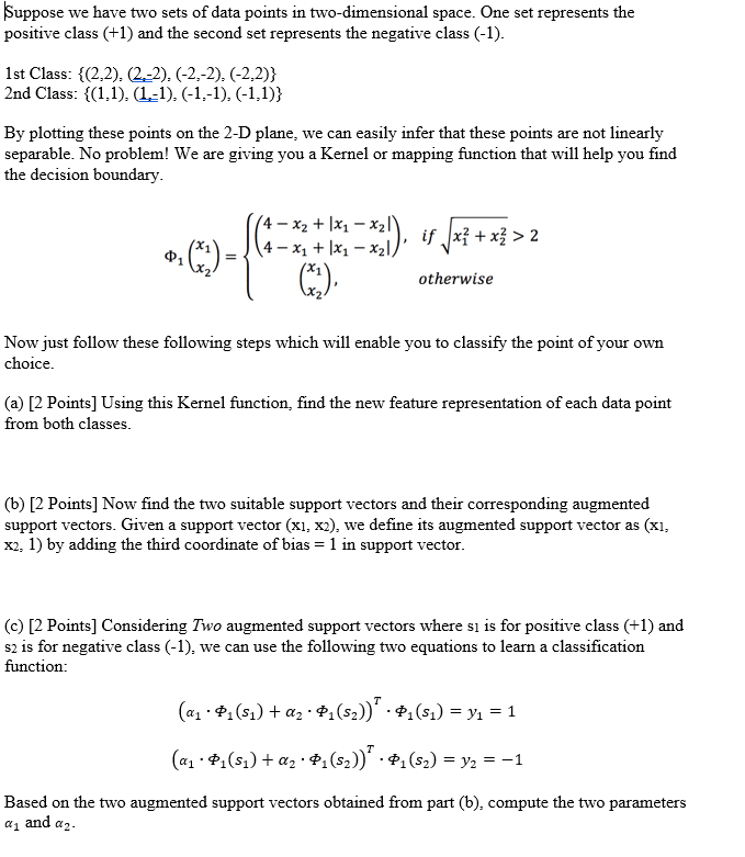 Suppose we have two sets of data points in | Chegg.com