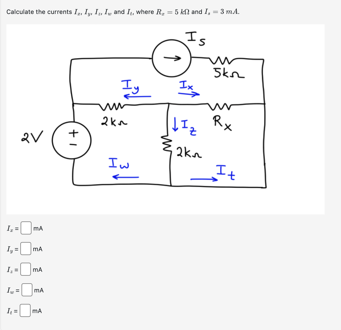 Solved Calculate the currents Ix,Iy,Iz,Iw ﻿and It, ﻿where | Chegg.com