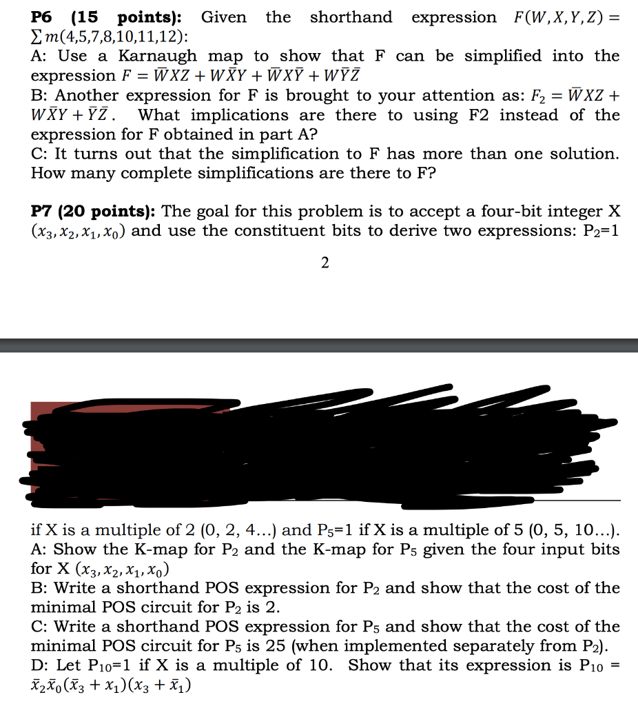 Solved P6 (15 points): Given the shorthand expression | Chegg.com