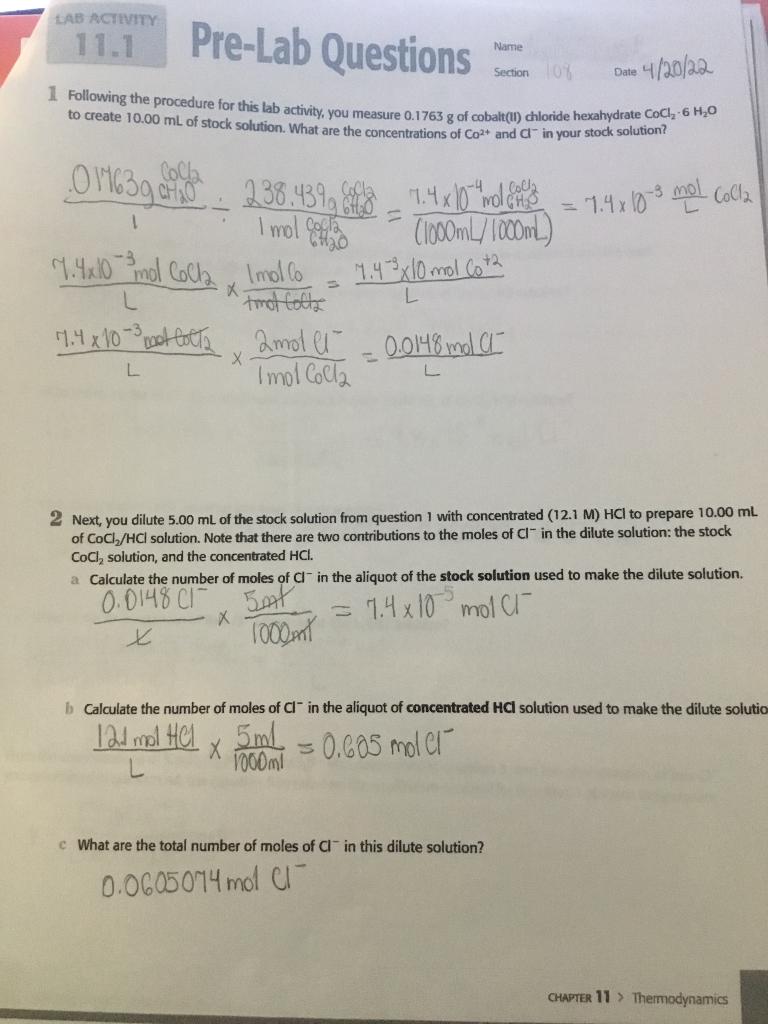 LAS ACTIVITY Name 11.1 Pre-Lab Questions 1 Following | Chegg.com
