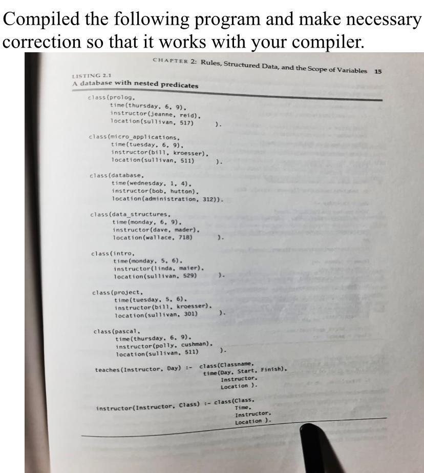 Solved TABLE 2.1 Some queries to Listing 2.1 1. What | Chegg.com
