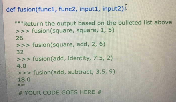 Solved Q4: Lambdas Lambdas Everywhere. Write a function that | Chegg.com Solved Q4: Lambdas Lambdas Everywhere. Write a function that | Chegg.com