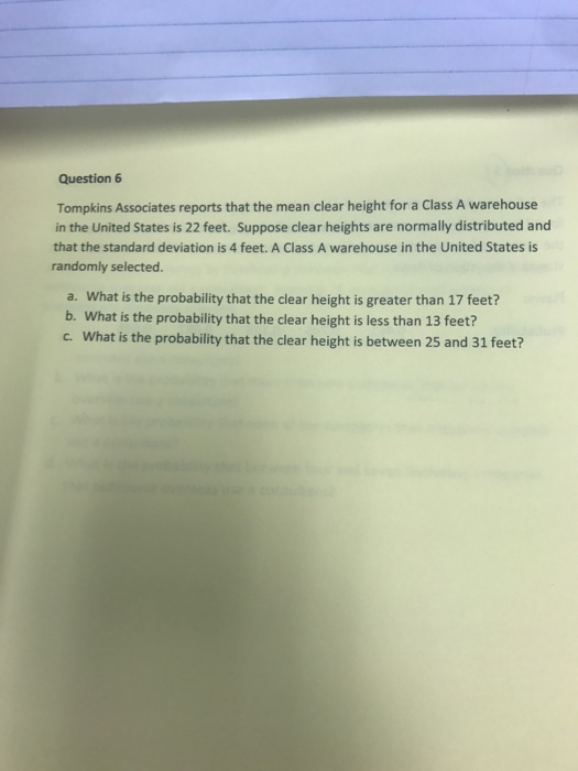 Solved Tompkins Associates reports that the mean clear | Chegg.com