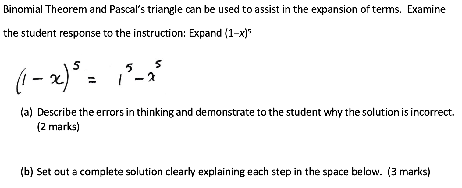 Solved Binomial Theorem and Pascal's triangle can be used to | Chegg.com
