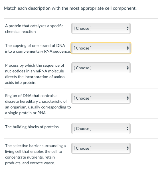 Solved Match each description with the most appropriate cell | Chegg.com