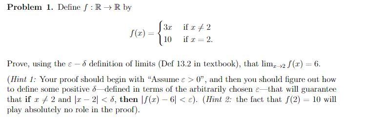 Solved Problem 1 Define F Rr By F3 3c If R2 10 If 
