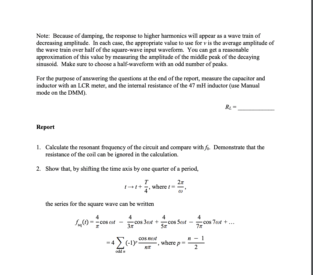 The square wave shown above with the pulse width of | Chegg.com