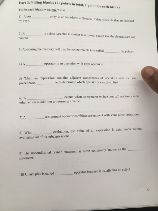 Solved A/An ____ array is an unordered collection of data | Chegg.com