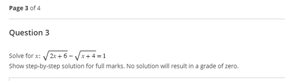 Solved Solve for x:2x+6−x+4=1 Show step-by-step solution for | Chegg.com
