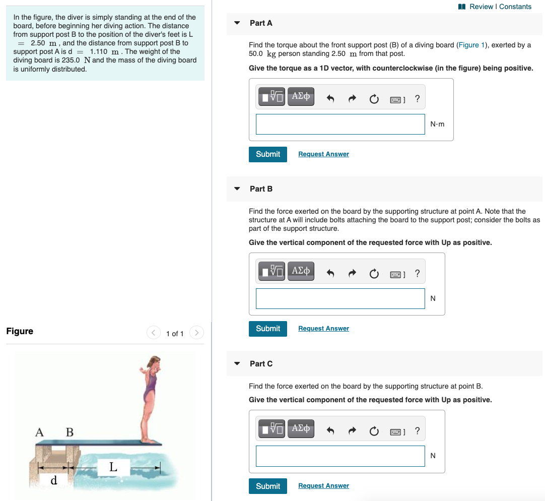 Solved 1 Review Constants Part A In The Figure The Diver 