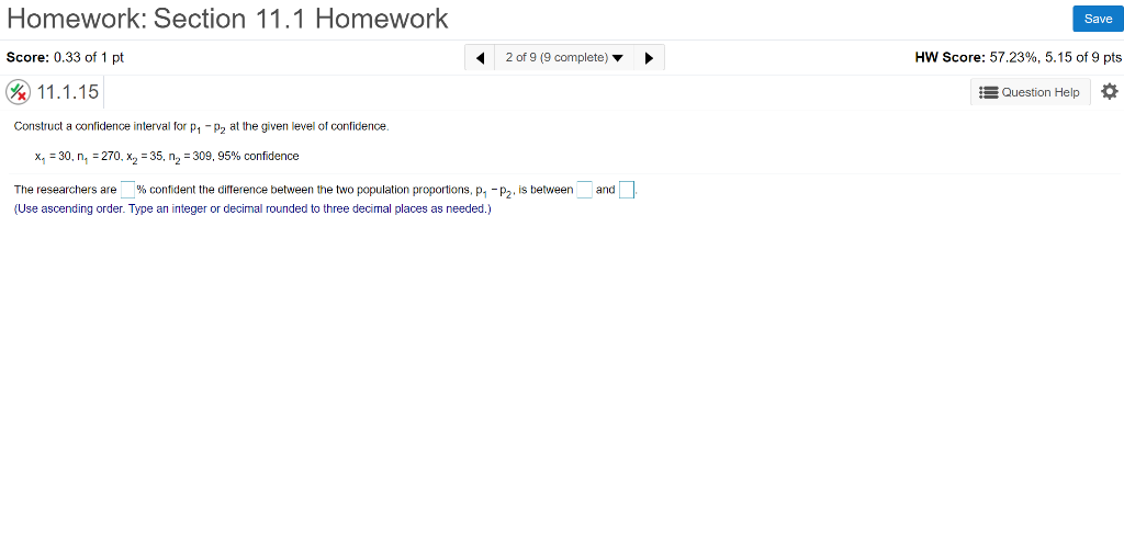 Solved Homework Section 11 1 Homework Save Score 0 33 Of 1