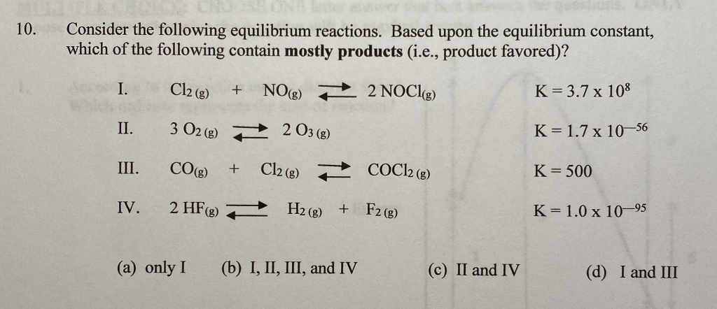 Solved Consider the following equilibrium reactions. Based | Chegg.com