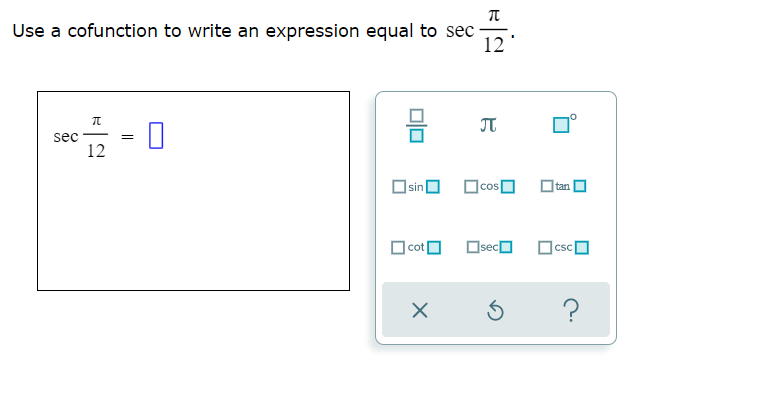 Solved Use a cofunction to write an expression equal to sec | Chegg.com