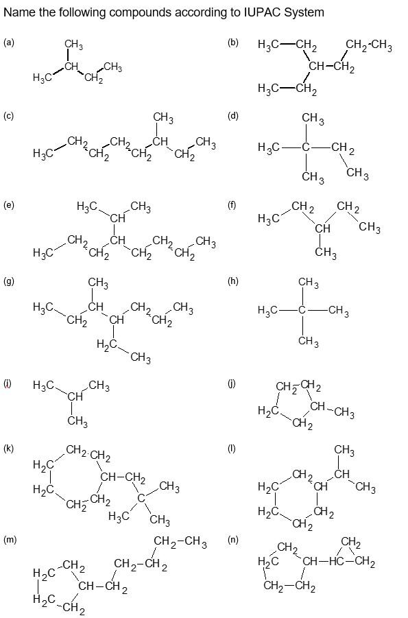 Solved Name the following compounds according to IUPAC | Chegg.com